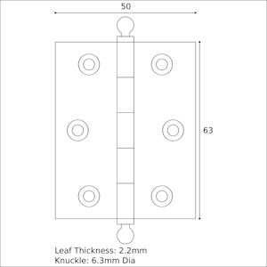 Simonswerk 0315 Ball 2.5" (63mm) Solid Drawn Brass Cabinet Finial Hinge Satin Brass Unlacquered