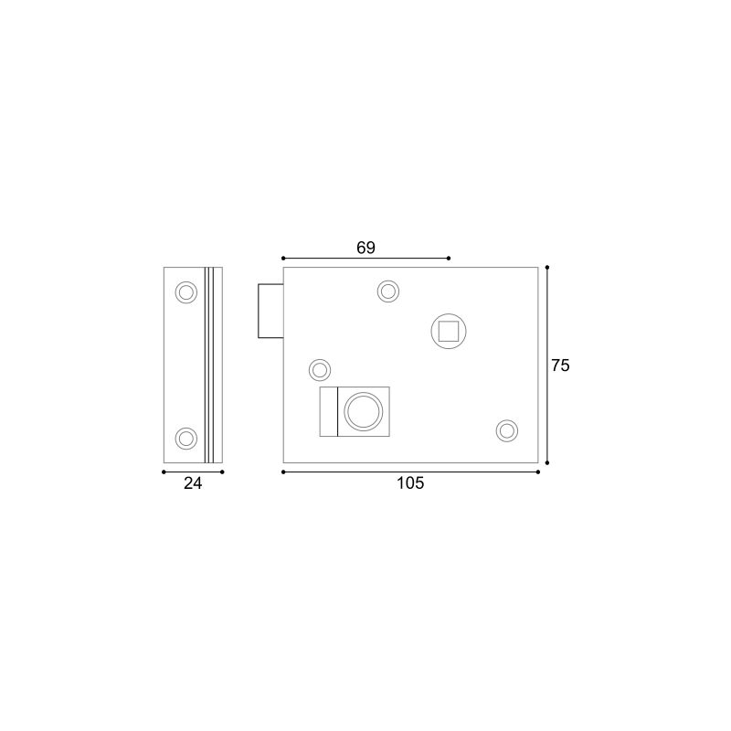 4" (105mm) Satin Brass Surface Mounted Privacy Rim Lock for Bathroom ...
