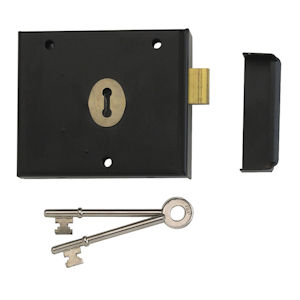 4" (108mm) Union 1116 Black Steel Surface Mounted Rim Deadlock for Doors