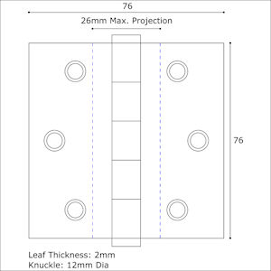 3" (76mm) Stainless Steel Projection Hinge for Doors & Windows Satin