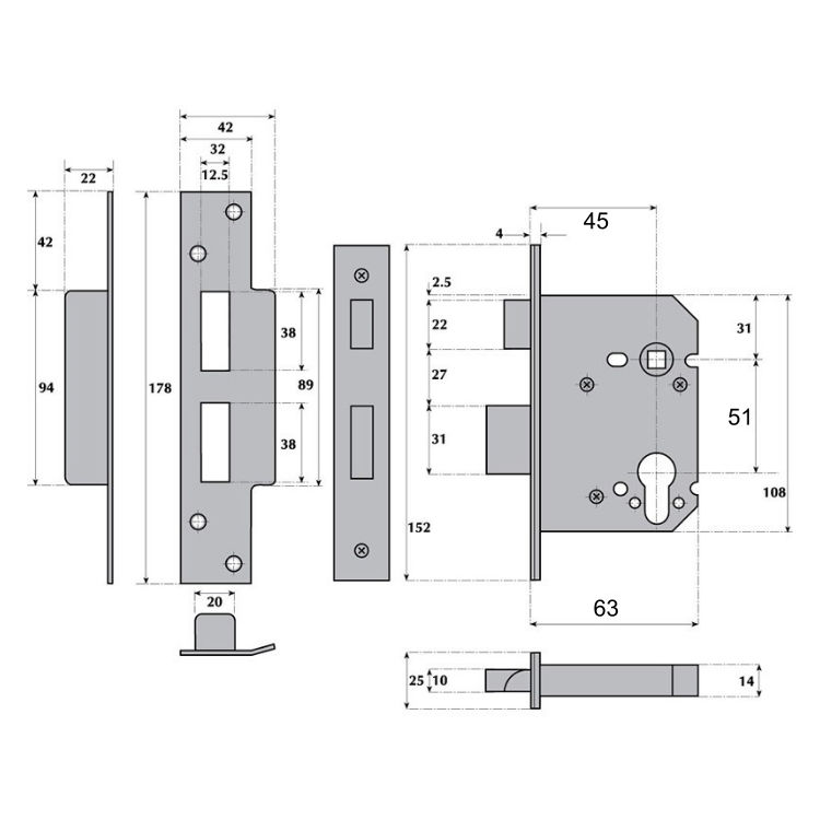3" (76mm) Satin Brass High Security Euro Profile Cylinder Mortice Door ...