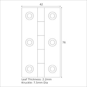 3" (76mm) Solid Drawn Brass Plain Knuckle Butt Hinge Self Colour