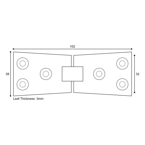 4" (102mm) Satin Brass Dovetail Counter Flap Hinge, Simonswerk 0510