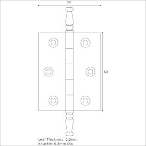 Simonswerk 0315 Steeple 2.5" (63mm) Solid Drawn Brass Cabinet Finial Hinge Satin Brass Unlacquered
